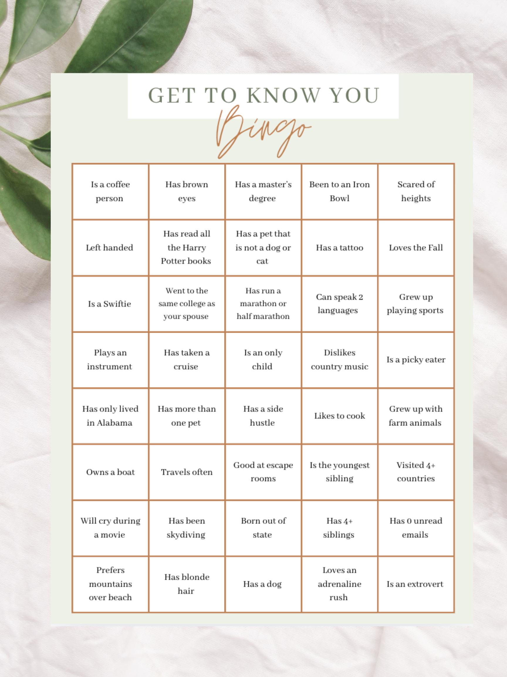 Get to Know You Bingo Game Small Group Editable Template - Etsy