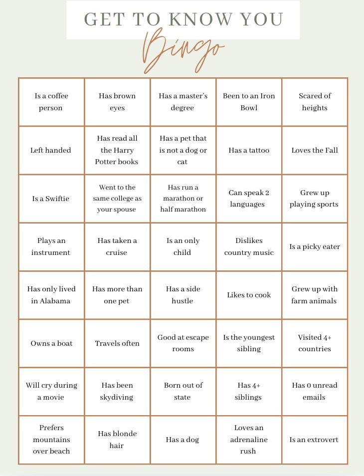 Get to Know You Bingo Game Small Group Editable Template - Etsy