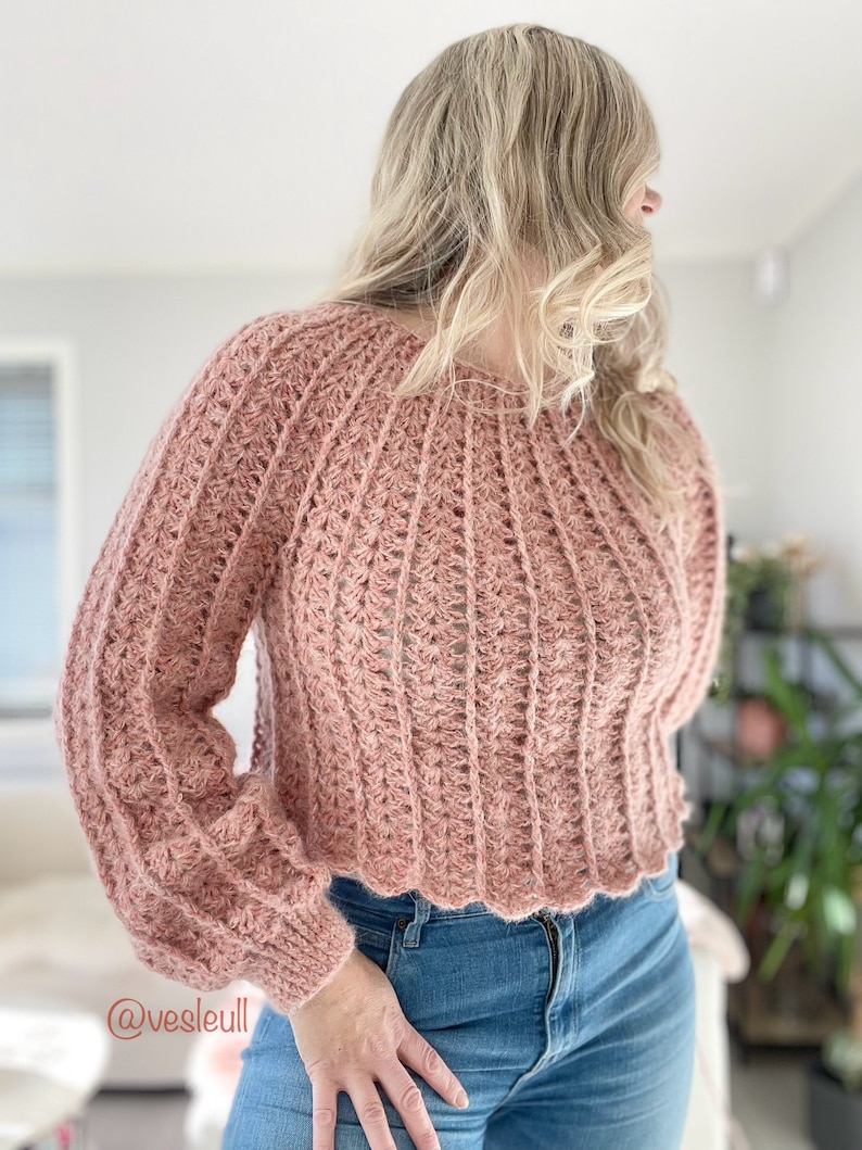 Bella Sweater Top Down Crochet Pattern Pdf Download - Etsy