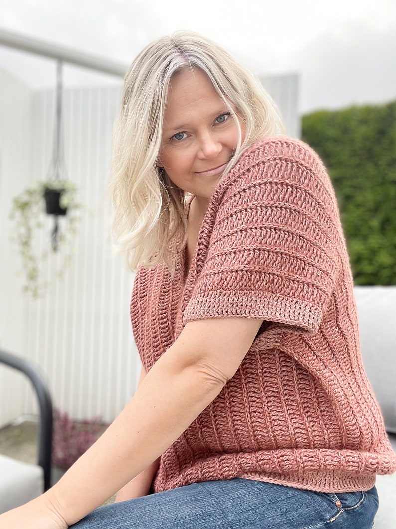 Silk Breeze Top Crochet Pattern / Short Sleeves / Positive Ease / V ...