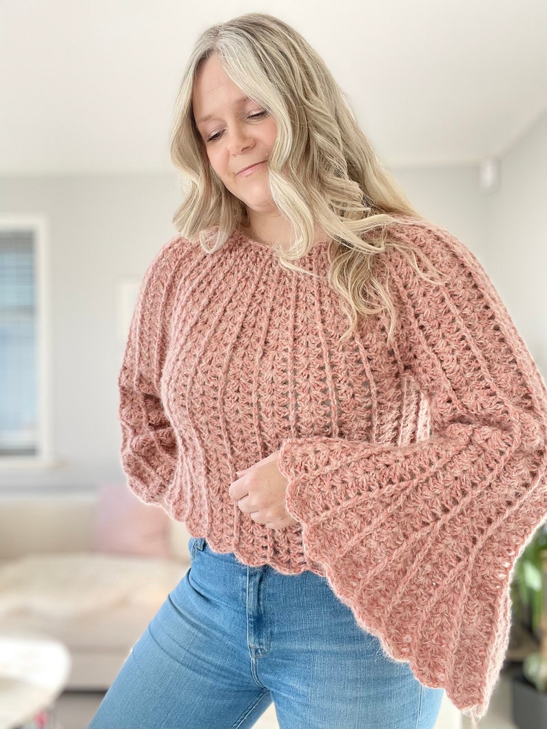 Bella Sweater Top Down Crochet Pattern Pdf Download - Etsy