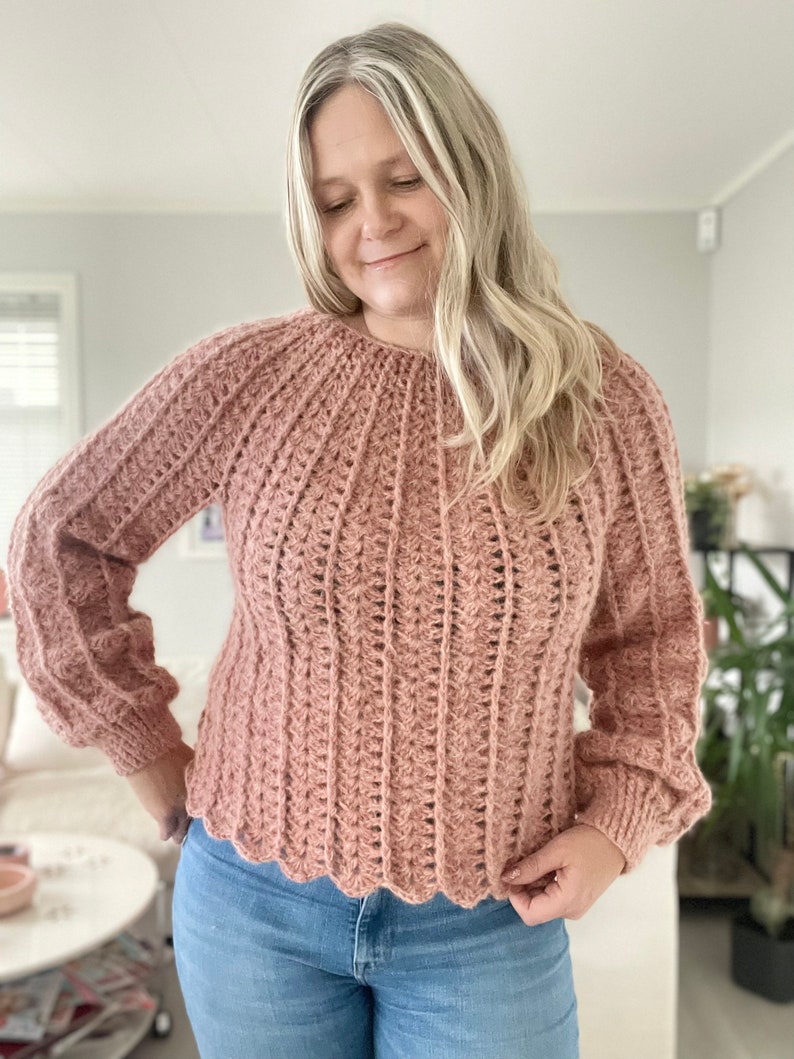 Bella Sweater Top Down Crochet Pattern Pdf Download - Etsy