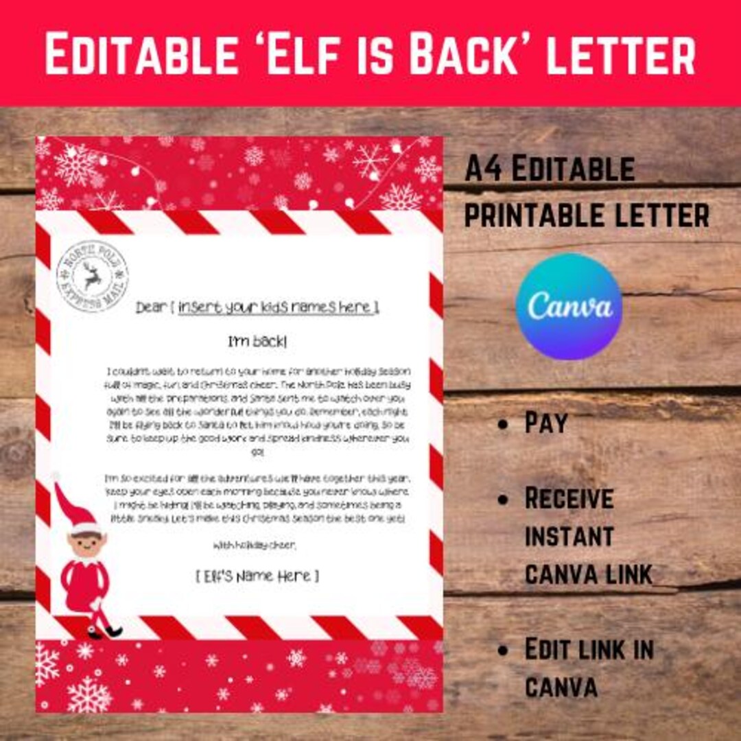 Editable Elf Return Letter Template - Personalised Holiday Welcome ...