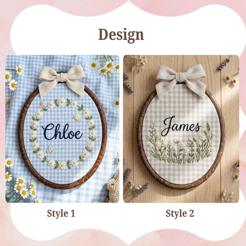 Hand-embroidered Wildflower Name Hoop: Personalized Meadow Nursery ...