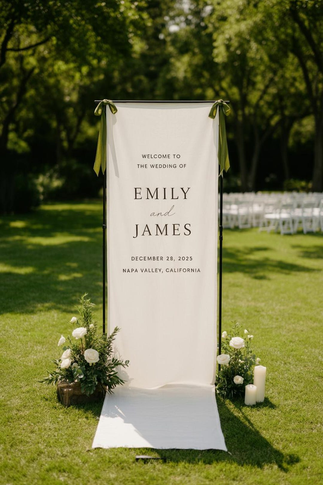 Personalized Fabric Wedding Sign, Custom Linen Banner With Names ...