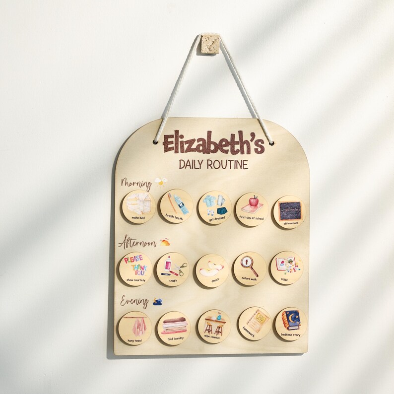 Personalized Visual Schedule Board, Wooden Daily Routine Chart, Kid ...