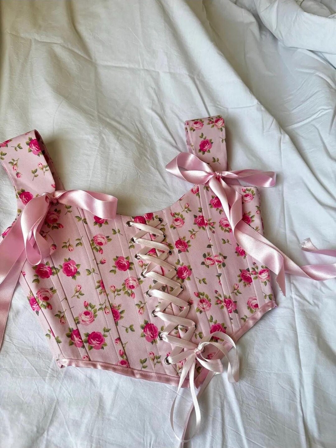 Pink Corset Top – Barbiecore Aesthetic Bustier – Feminine Crop Top ...