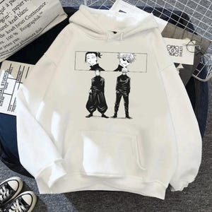 Geto and Gojo Anime Character Print White Hoodie - Stylish & Cozy ...