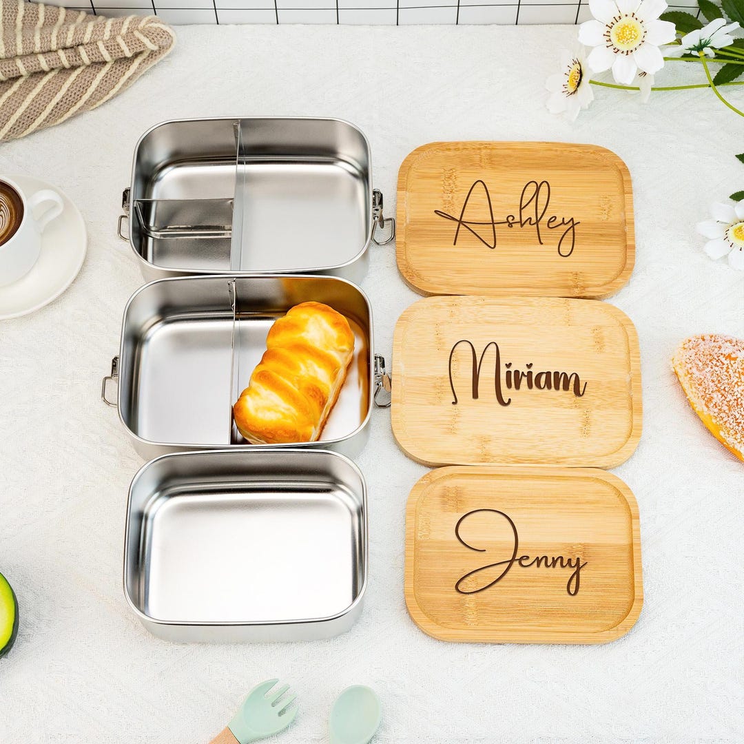 Personalized Lunch Bag,personalized Lunch Box With Name, Wooden Lid ...