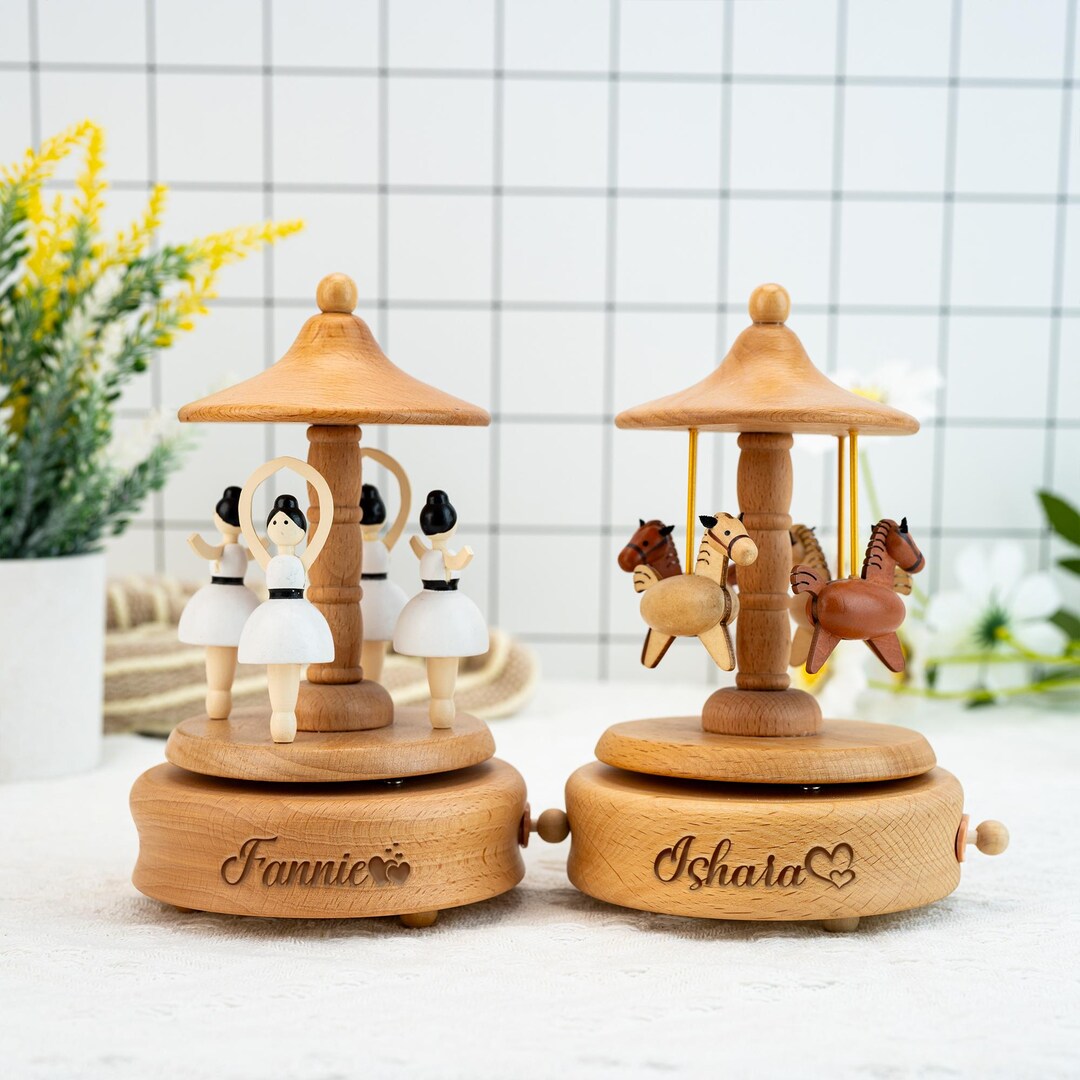 Musical Wooden Ballerina Carousel Keepsake,custom Wooden Train Music ...