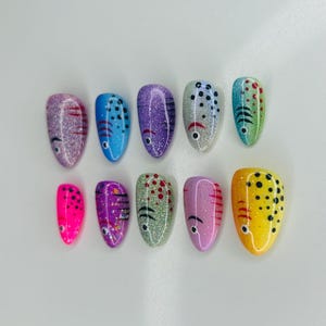 Fishing Lure Nails | Summer Nails | Hand Painted Press on Nails | Nail ...