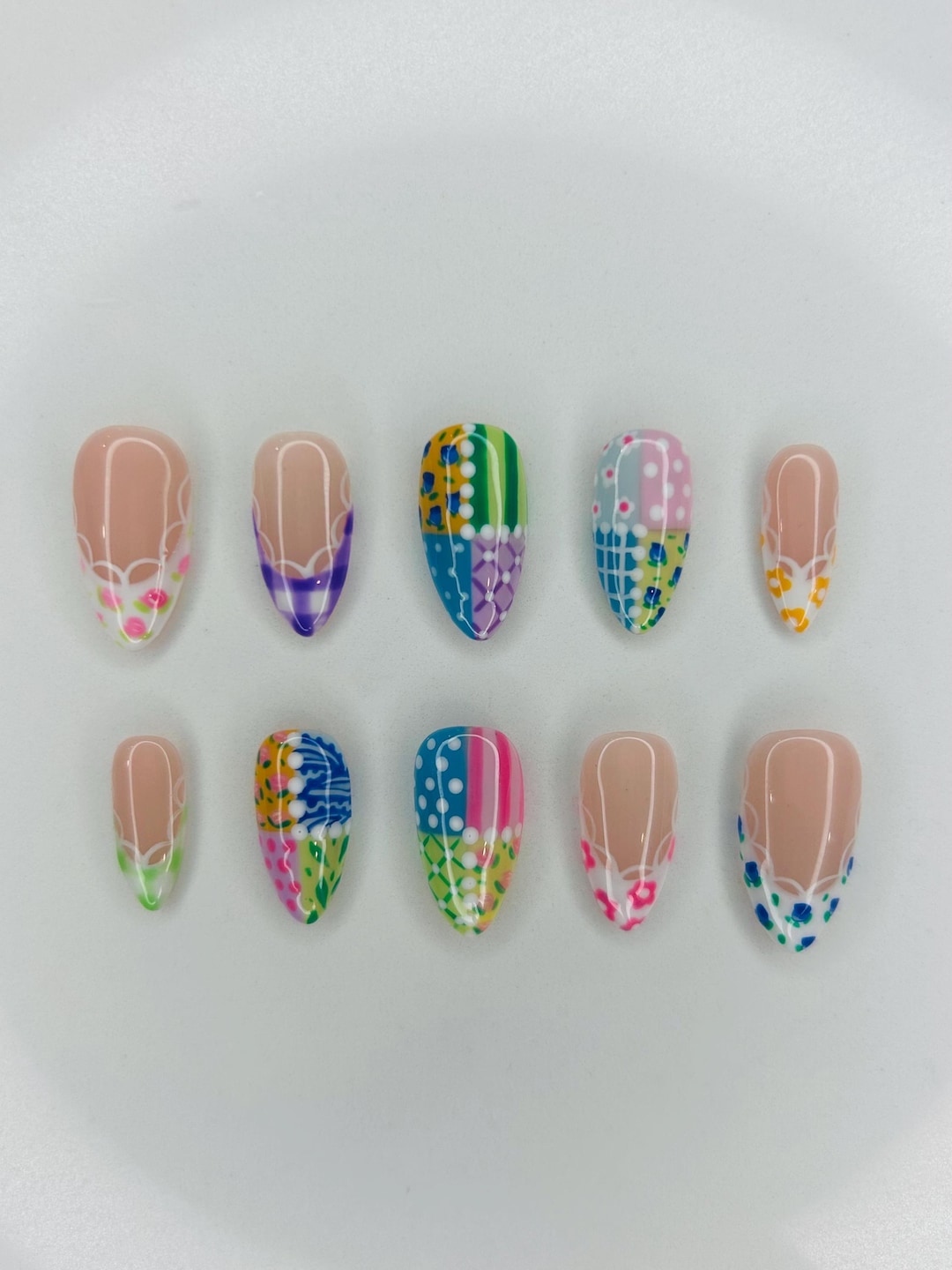 Quilt Inspired Nails | Spring Nails | Pastel Nails | Hand Painted Press ...