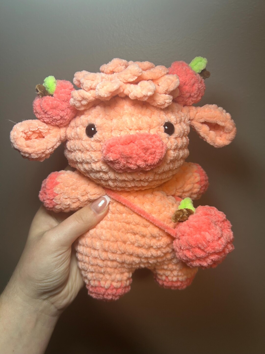 Crochet Peach Cow/ Amigurumi/ Crochet Plushie/ Collectible/ Cute and ...