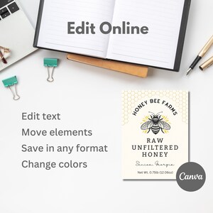 Honey Bear Label Template Editable, Bee Label for Honey Bear Container ...