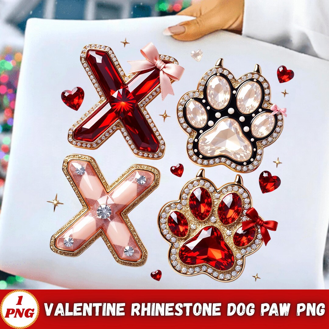 Rhinestone XOXO Dog Paw Valentine PNG, Pet Lover Design - Etsy