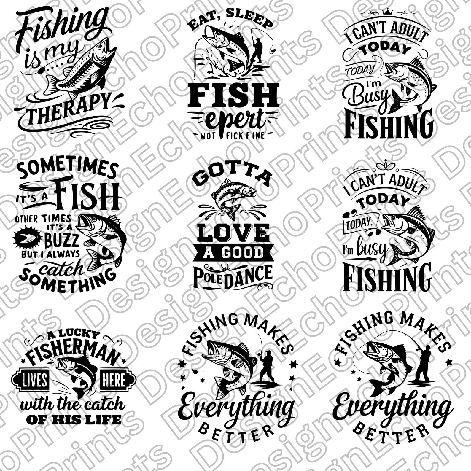 Funny Fishing Quotes SVG Bundle, Fisherman Shirt Designs (digital ...