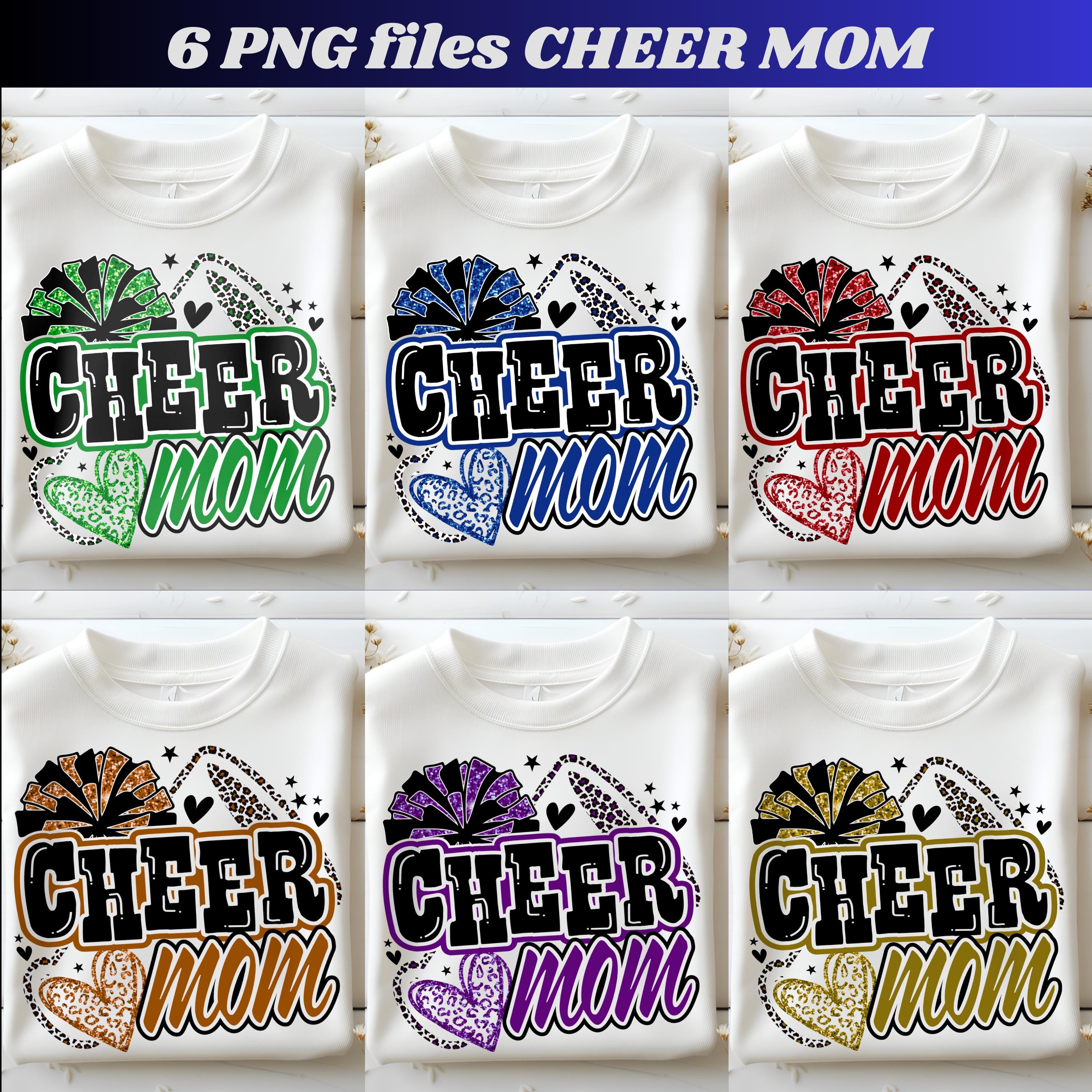 Cheer Mom PNG Bundle: Cheerleading Sublimation Design (6 Colors Digital ...