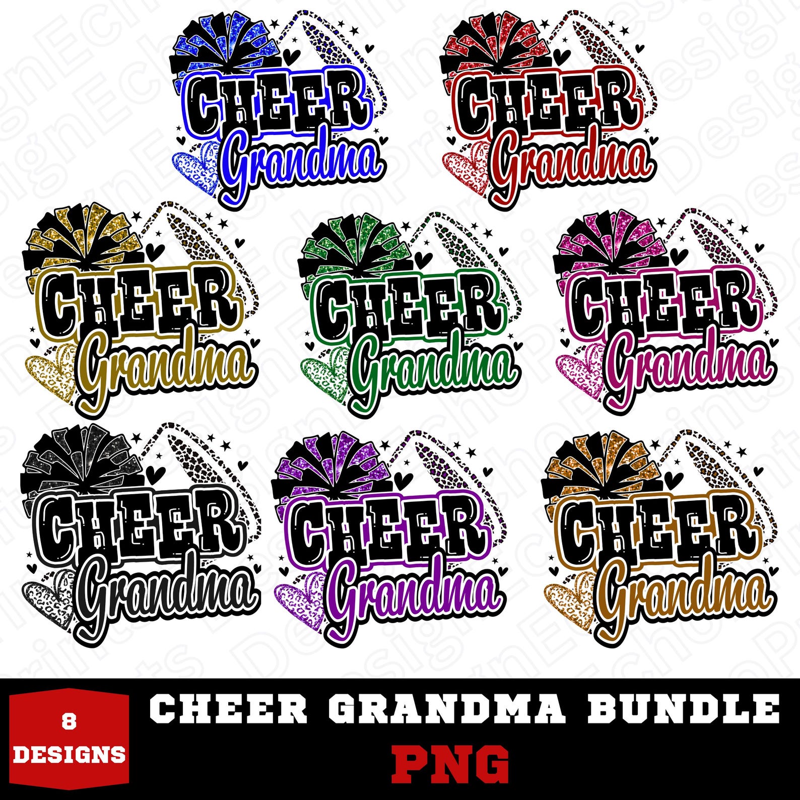 Cheer Grandma PNG Bundle: Cheerleading Grandma Shirt Design | Spirit ...