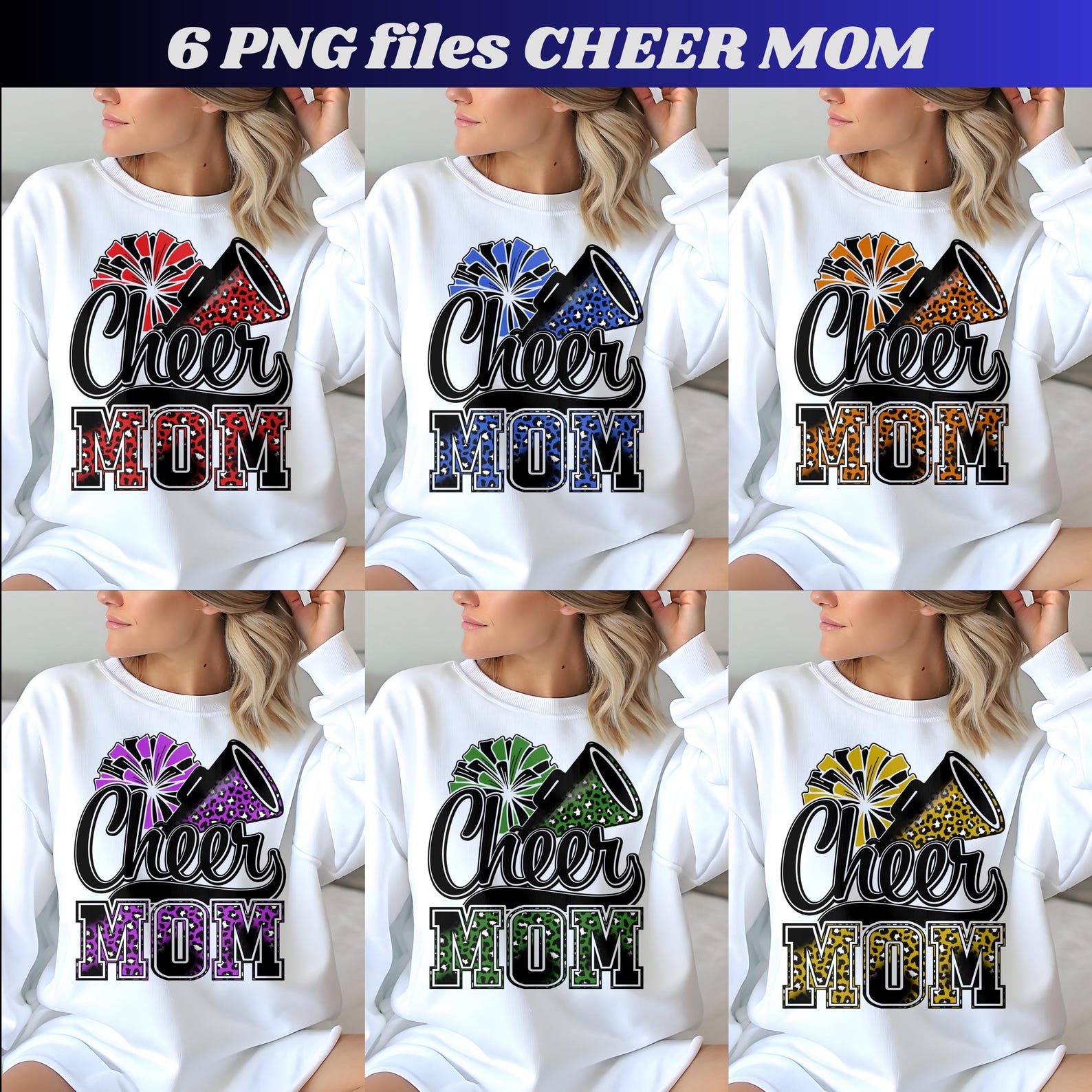 Cheer Mom PNG Bundle: Cheerleading Spirit Wear Design (digital Download ...