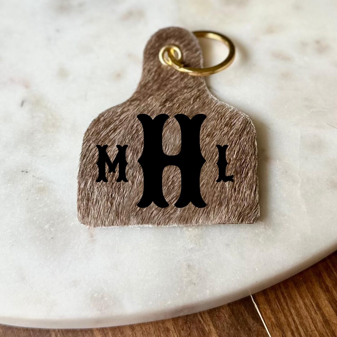 Laser Engraved Personalized Monogrammed Leather Cow Hide Cattle Tag ...