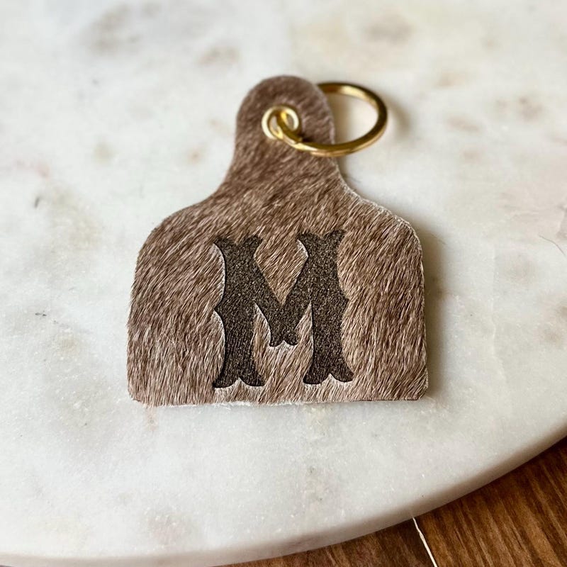 Cow Tag Keychain - Etsy