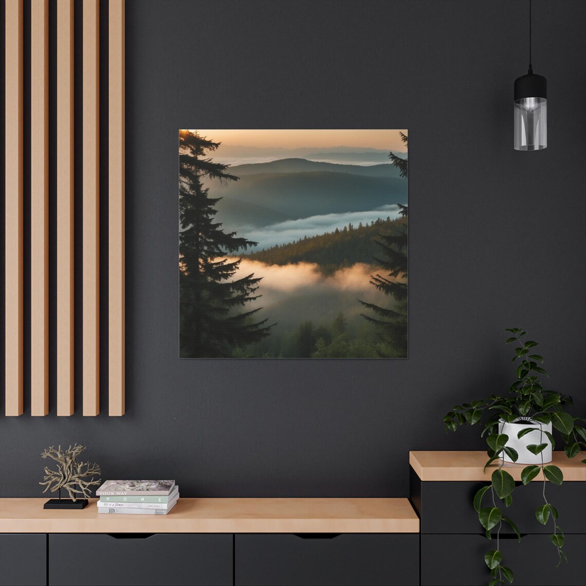 Enchanted Fog and Whispering Trees, Mystic Forest Canvas, Serene Foggy ...
