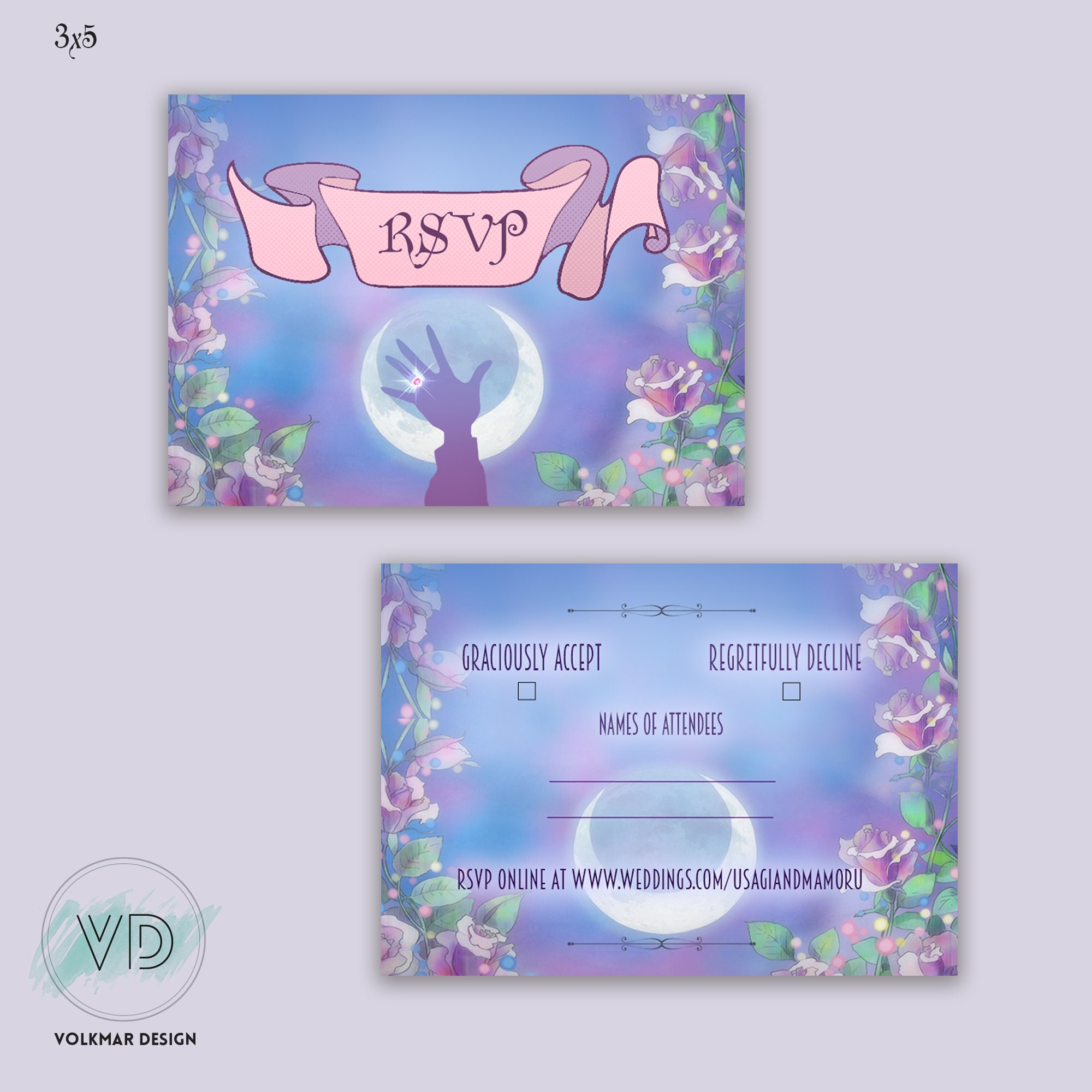 Sailor Moon Inspired Wedding Invitation Template Photoshop Etsy