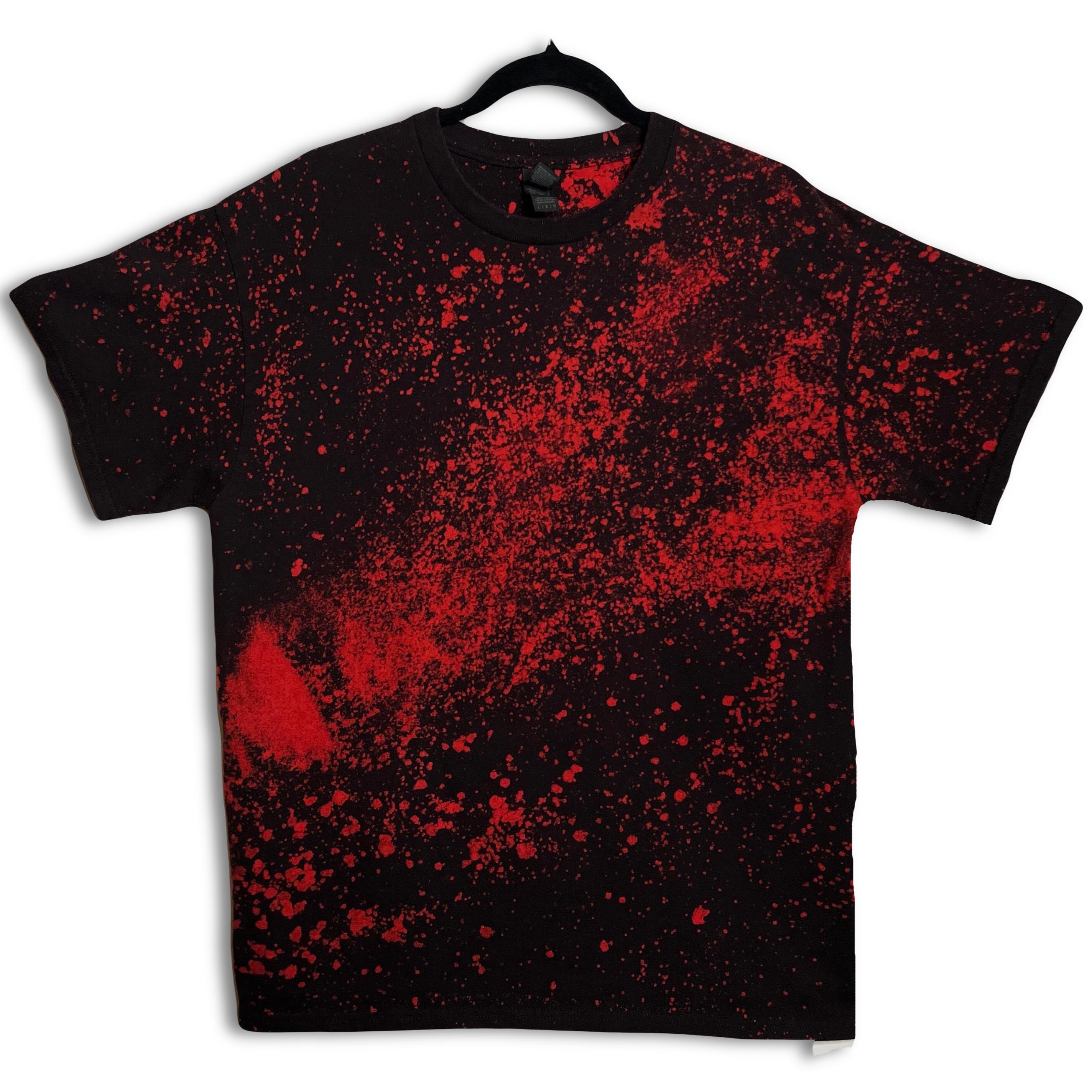 Halloween Blood Splatter T Shirt Black & Red Inside Out Reverse Tie Dye ...