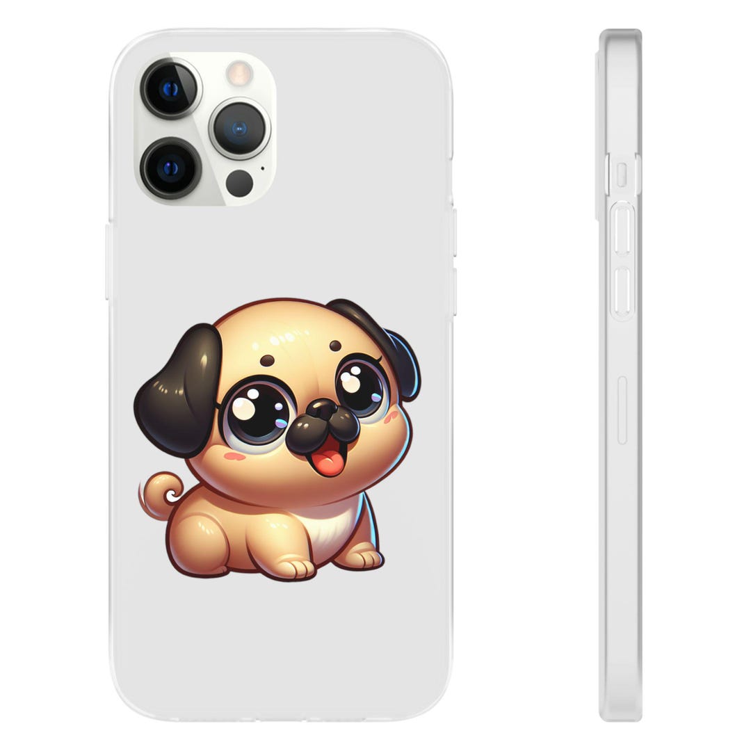 Pug Puppy Flexi Case - Retro Cute Cartoon iPhone Case for Pug Lovers ...