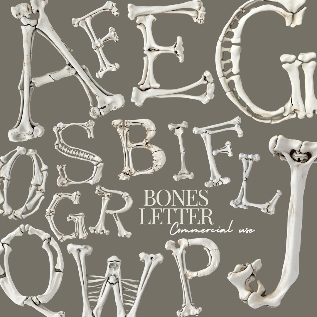 Bones Alphabet Png 2 Pack, Bones Font, Bones Letter Png, Bones Clipart ...