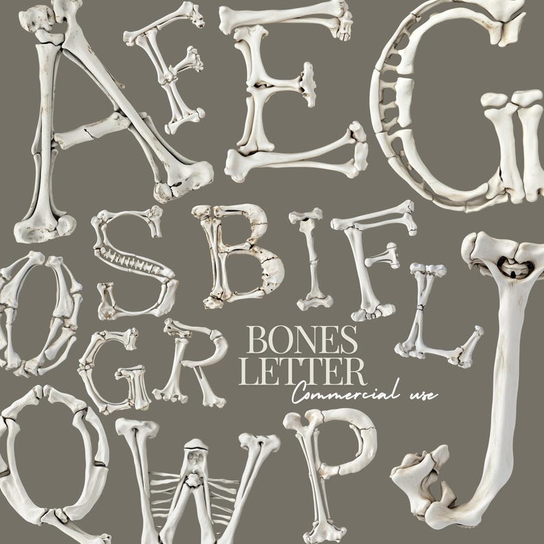 Bones Alphabet Png 2 Pack, Bones Font, Bones Letter Png, Bones Clipart ...