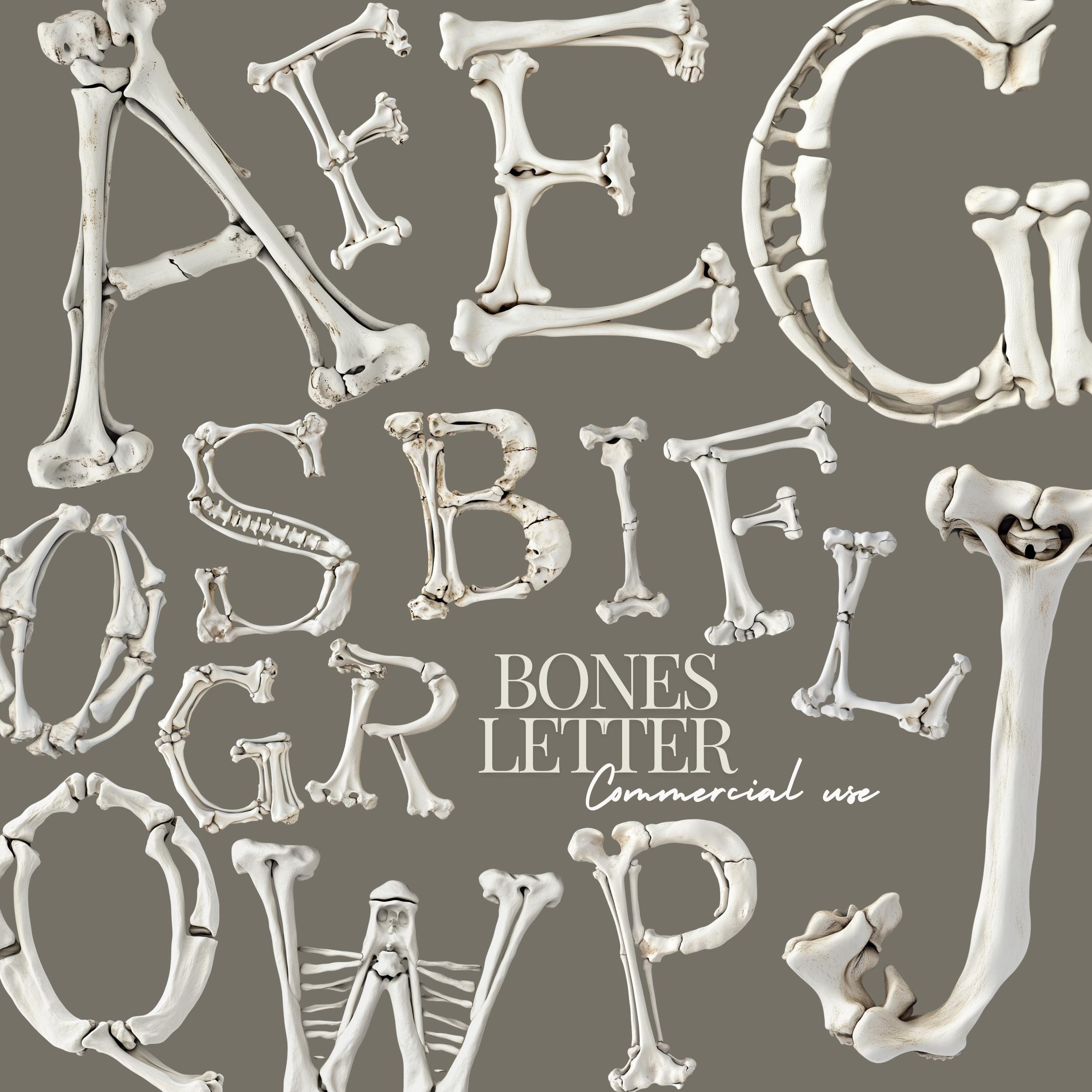 Bones Alphabet Png 2 Pack, Bones Font, Bones Letter Png, Bones Clipart ...