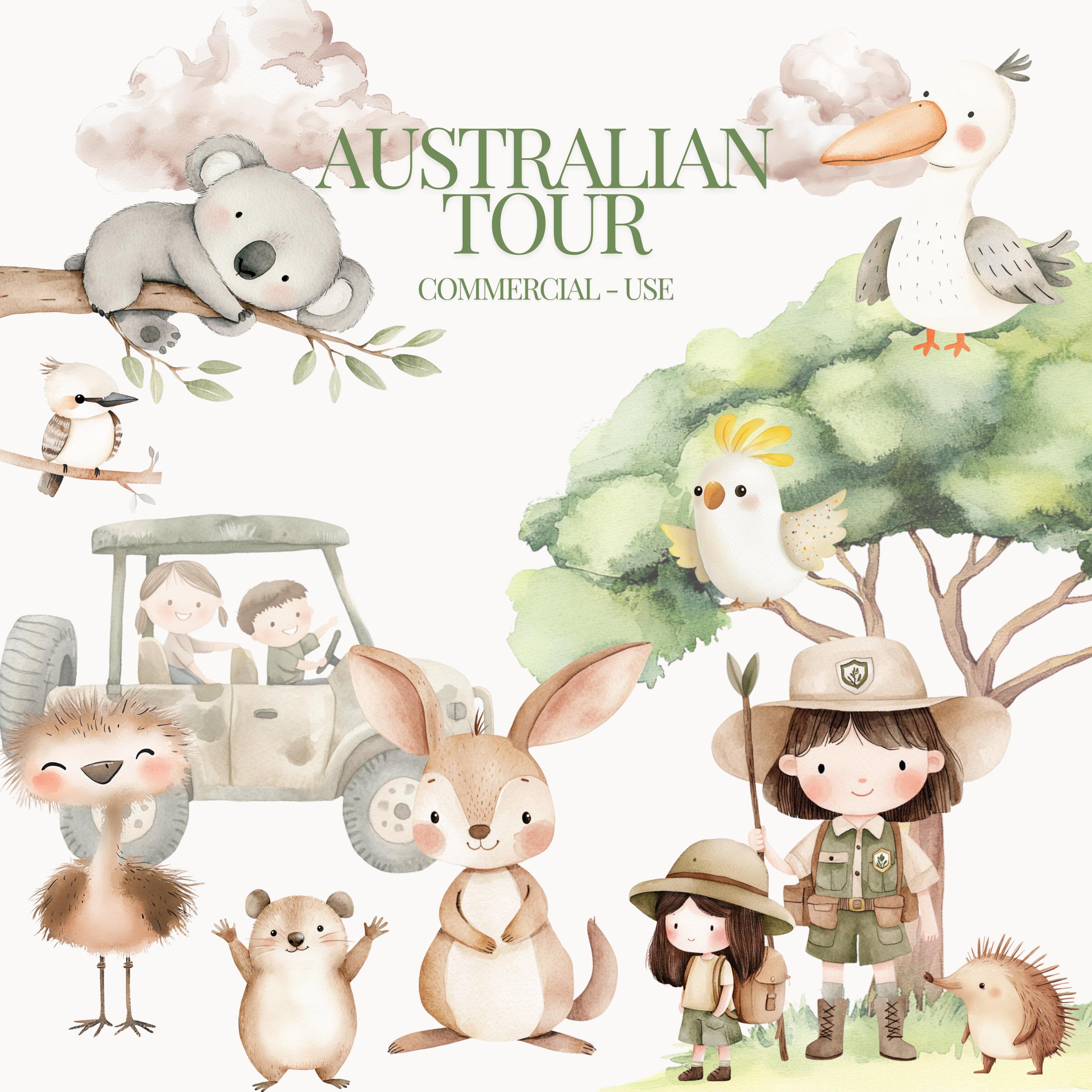 Nursery Cute Australian Animals Clipart, Watercolor Animals Clipart ...