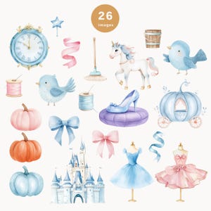 Cute Cinderella Clipart, Cinderella Princess PNG, Glass Slipper, Castle ...