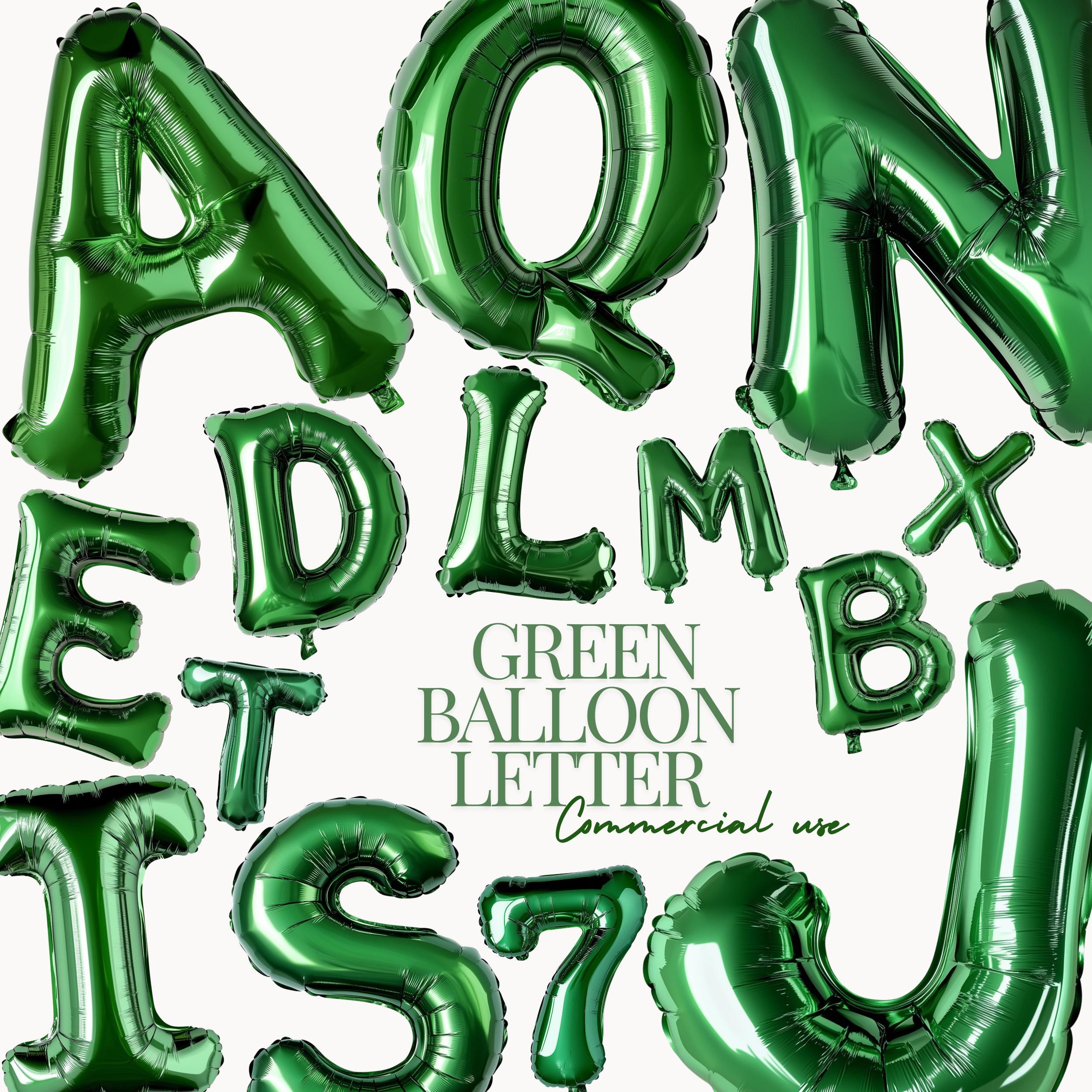 Green Foil Balloon Alphabet Clip Art, Green Alphabet Graphics in PNG ...