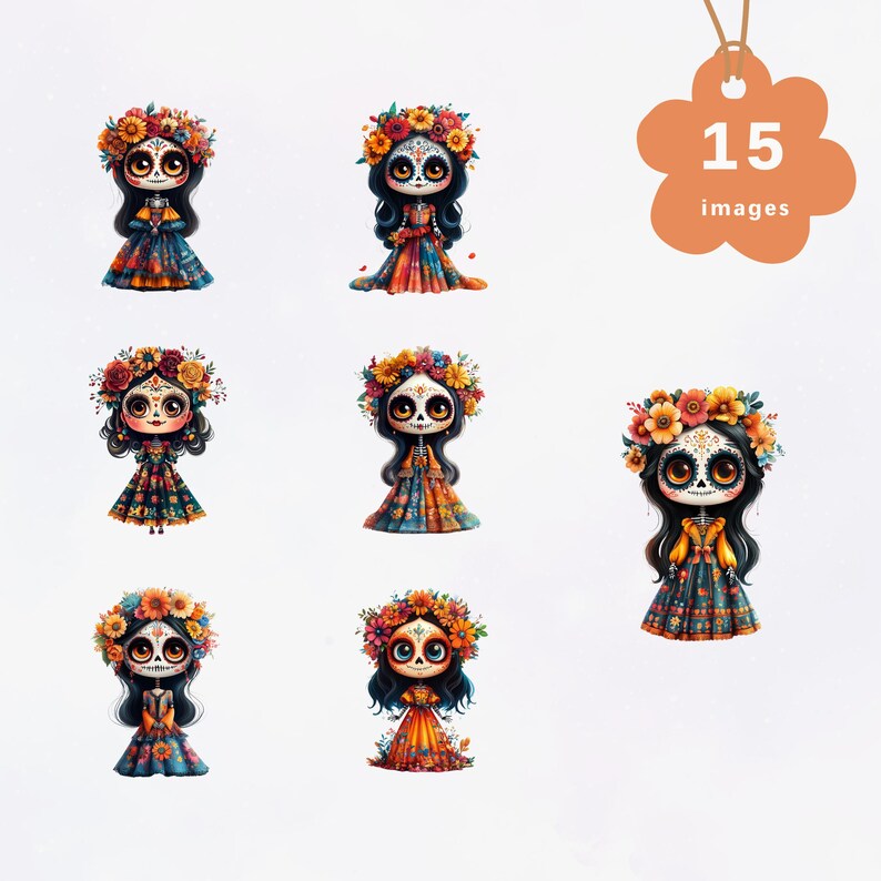 Cute Dolls La Catrina Day of the Dead PNG Clipart Día De Los Muertos ...