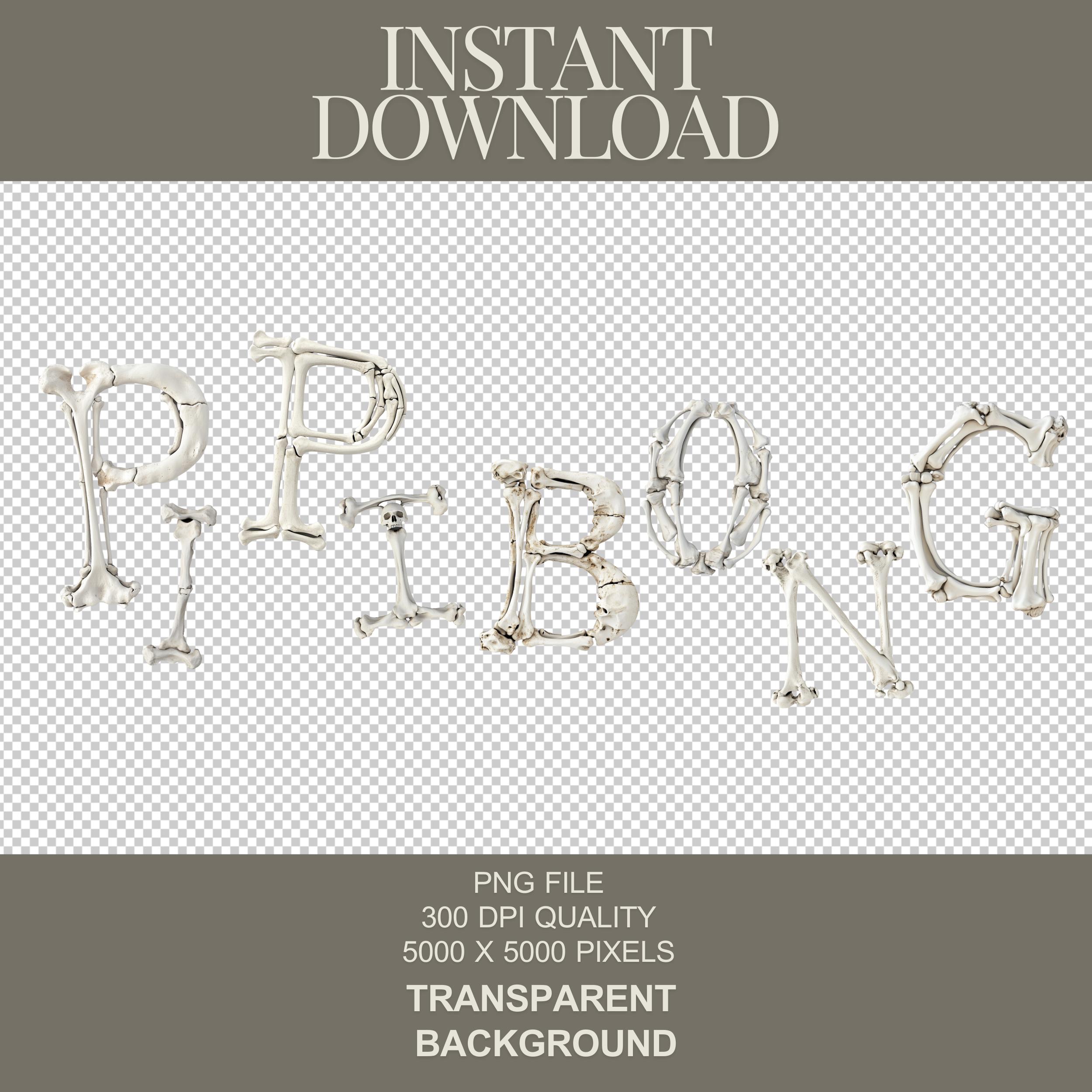 Bones Alphabet Png 2 Pack, Bones Font, Bones Letter Png, Bones Clipart ...