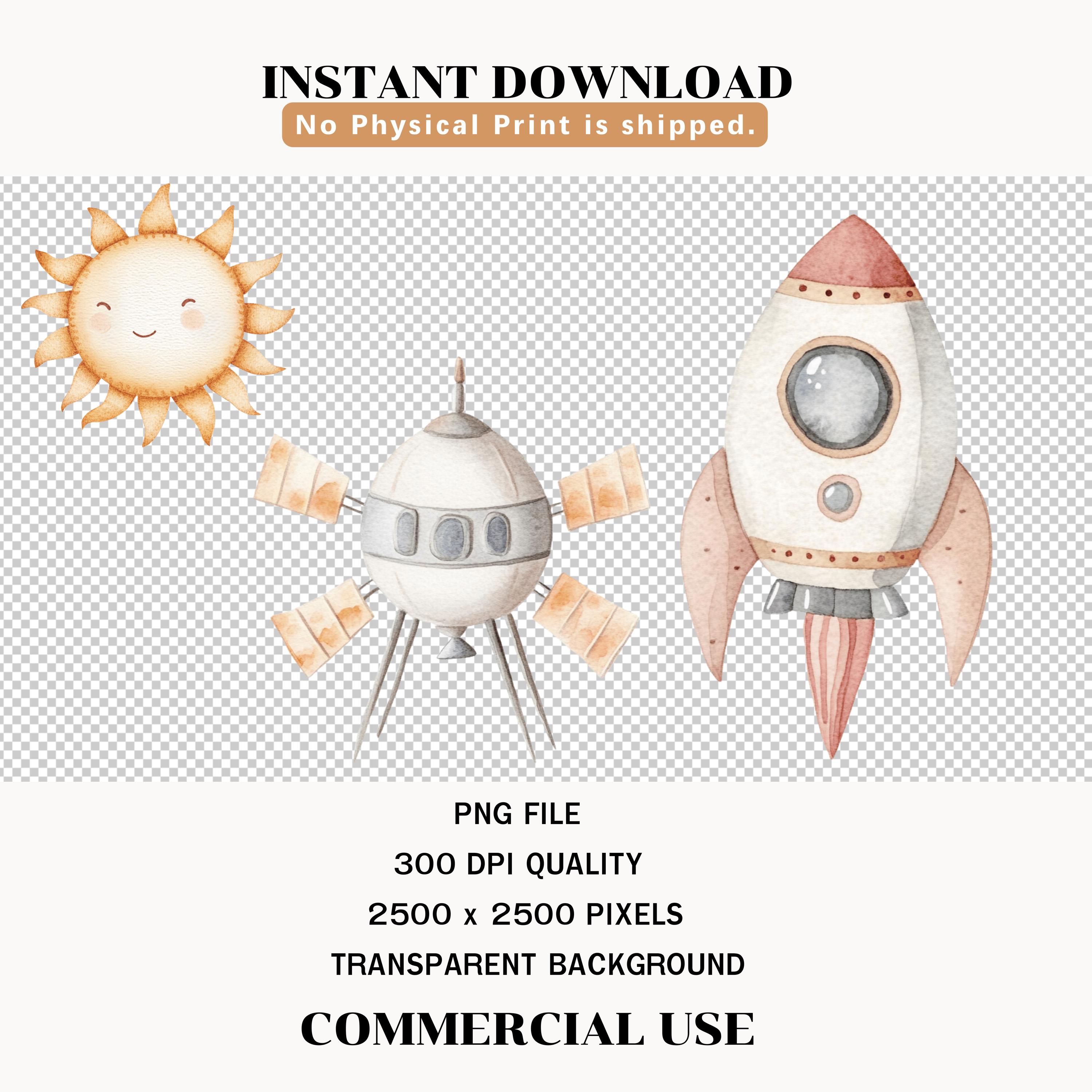 Astronaut and Space Watercolor Clipart Nursery Decor ,clipart Bundle ...