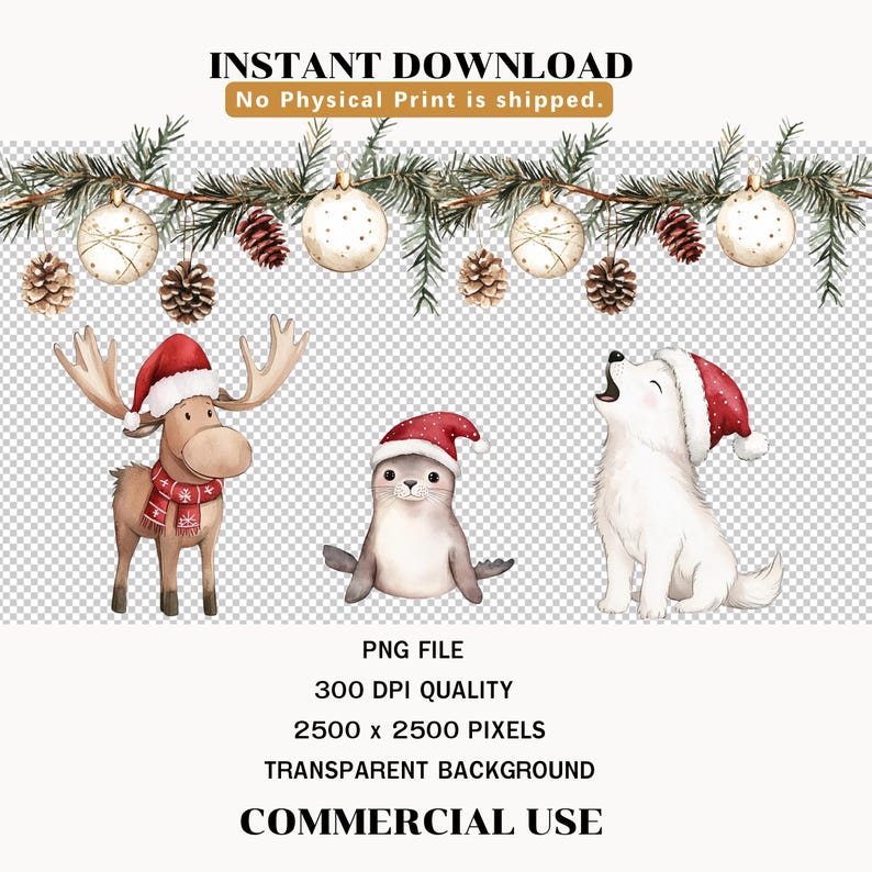Watercolor Cute Animals Christmas, Festive Animals, Festive Woodland ...