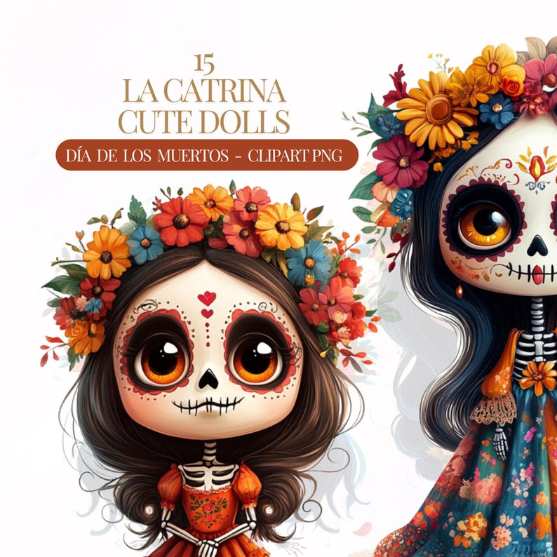 Cute Dolls La Catrina Day of the Dead PNG Clipart Día De Los Muertos ...