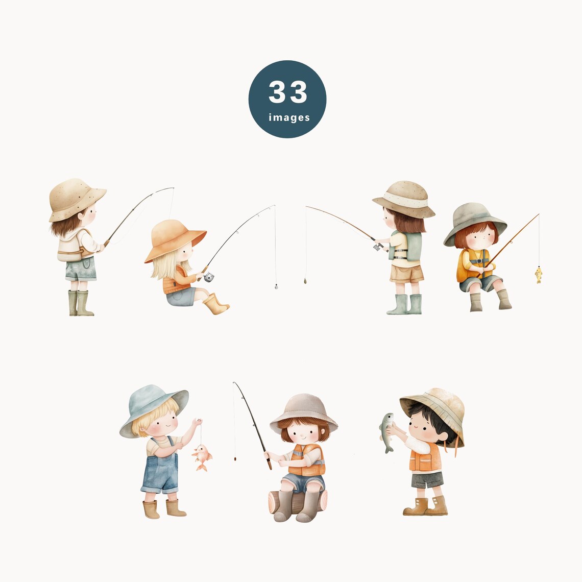 Watercolor Fishing Clipart, Fishing Items , Activity, Watercolor ...