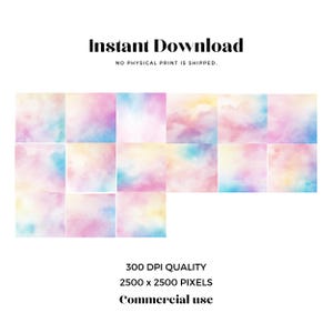 Pastel Watercolor Digital Paper, Pastel Rainbow Paper, Pastel Digital ...