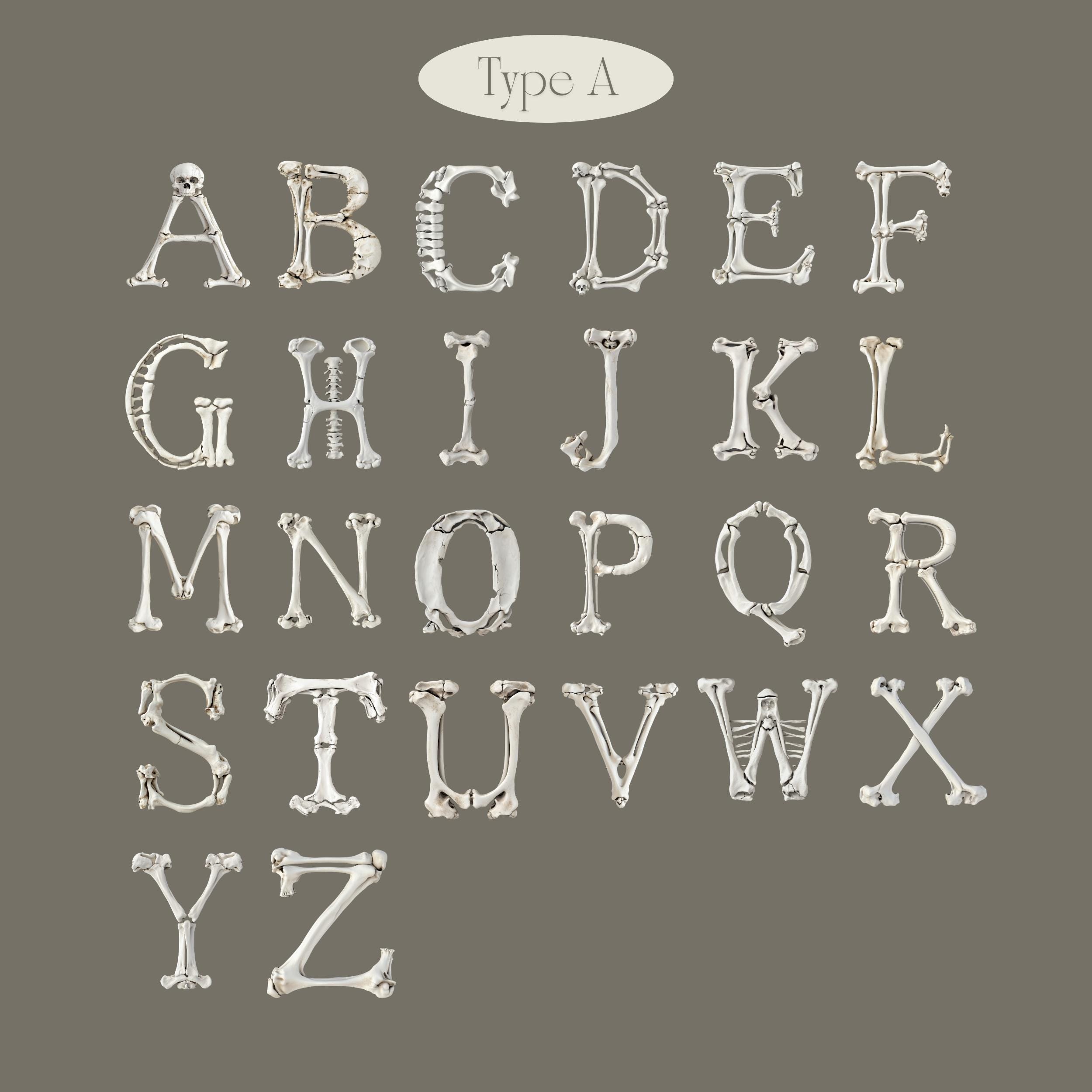 Bones Alphabet Png 2 Pack, Bones Font, Bones Letter Png, Bones Clipart ...