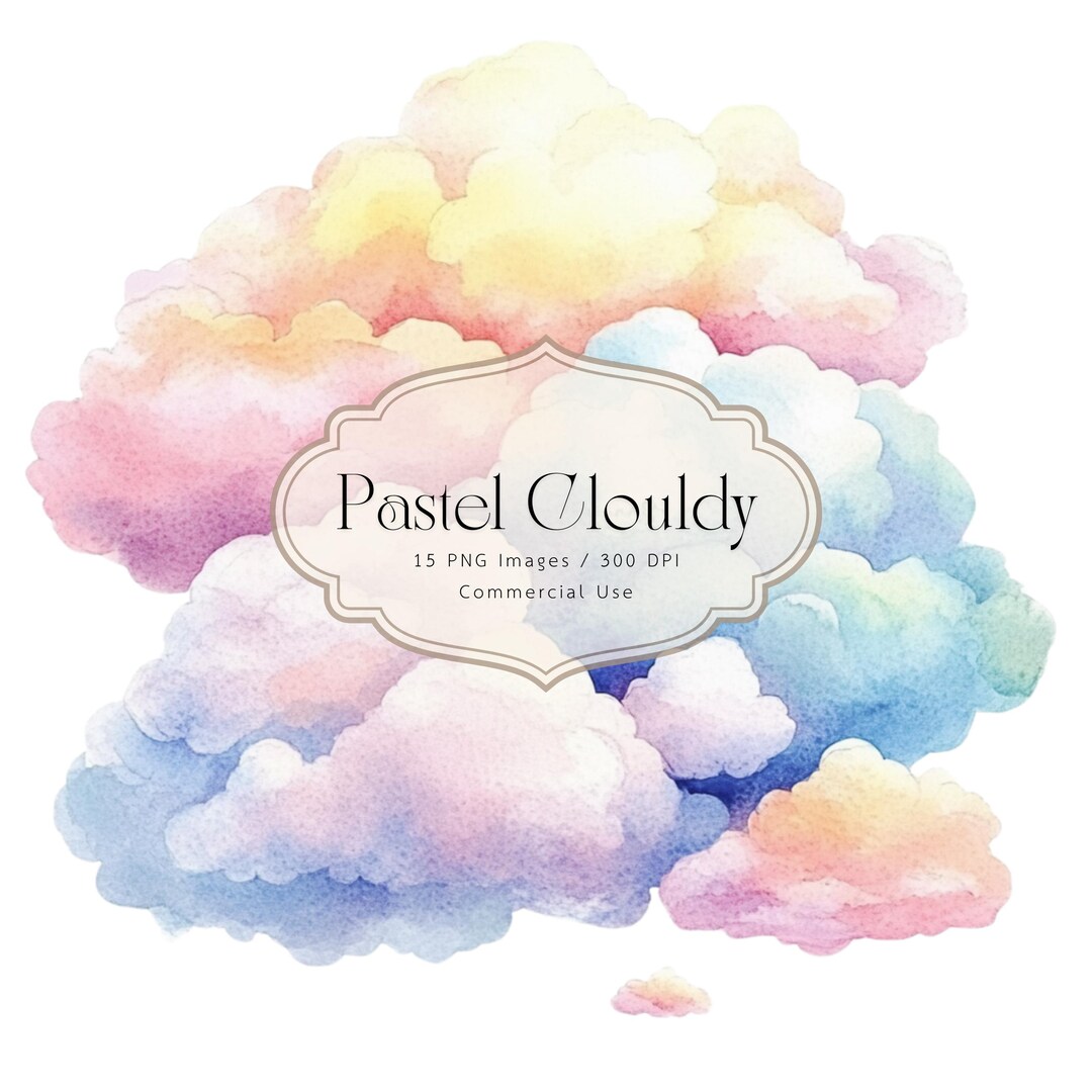 Watercolor Clouds Clipart, Colorful Cloud Clipart,vibrant Rainbow Color ...