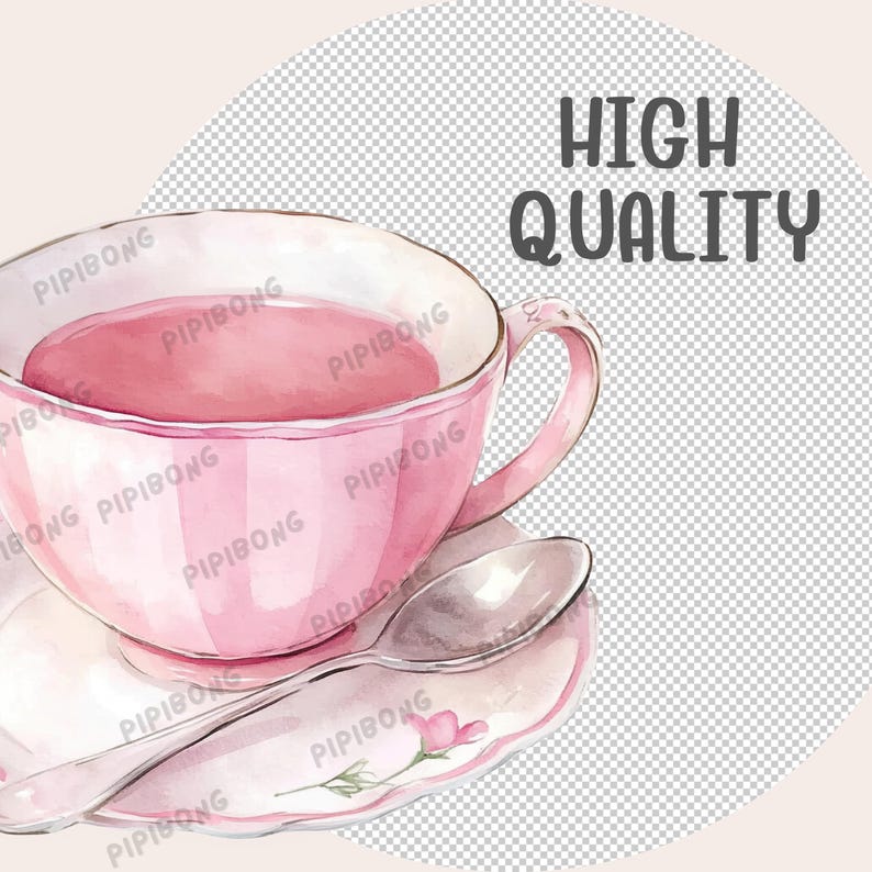 Watercolor Pink Tea Clipart, Coquette Pink Tea Cups, Coquette Tea ...