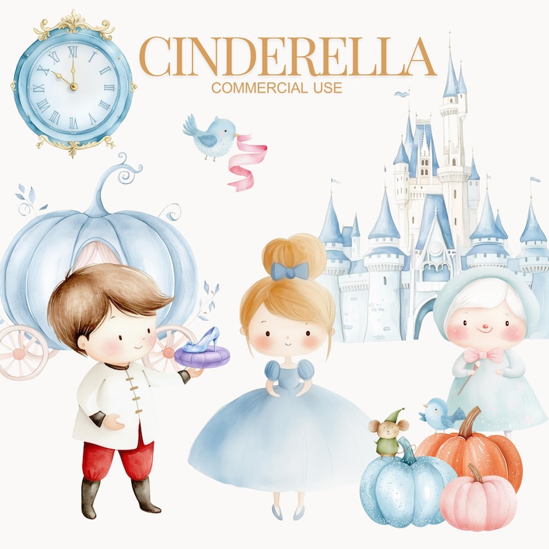 Cute Cinderella Clipart, Cinderella Princess PNG, Glass Slipper, Castle ...