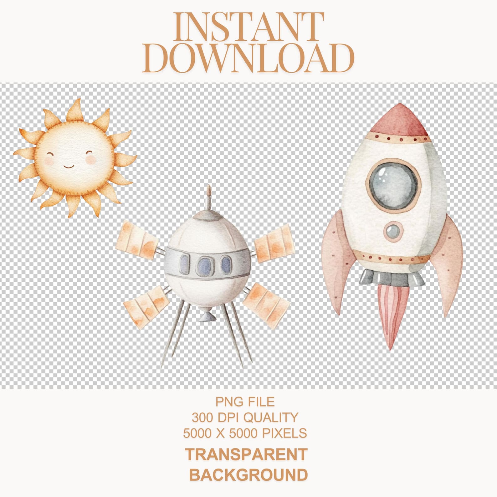 Astronaut and Space Watercolor Clipart| Nursery Decor ,clipart Bundle ...