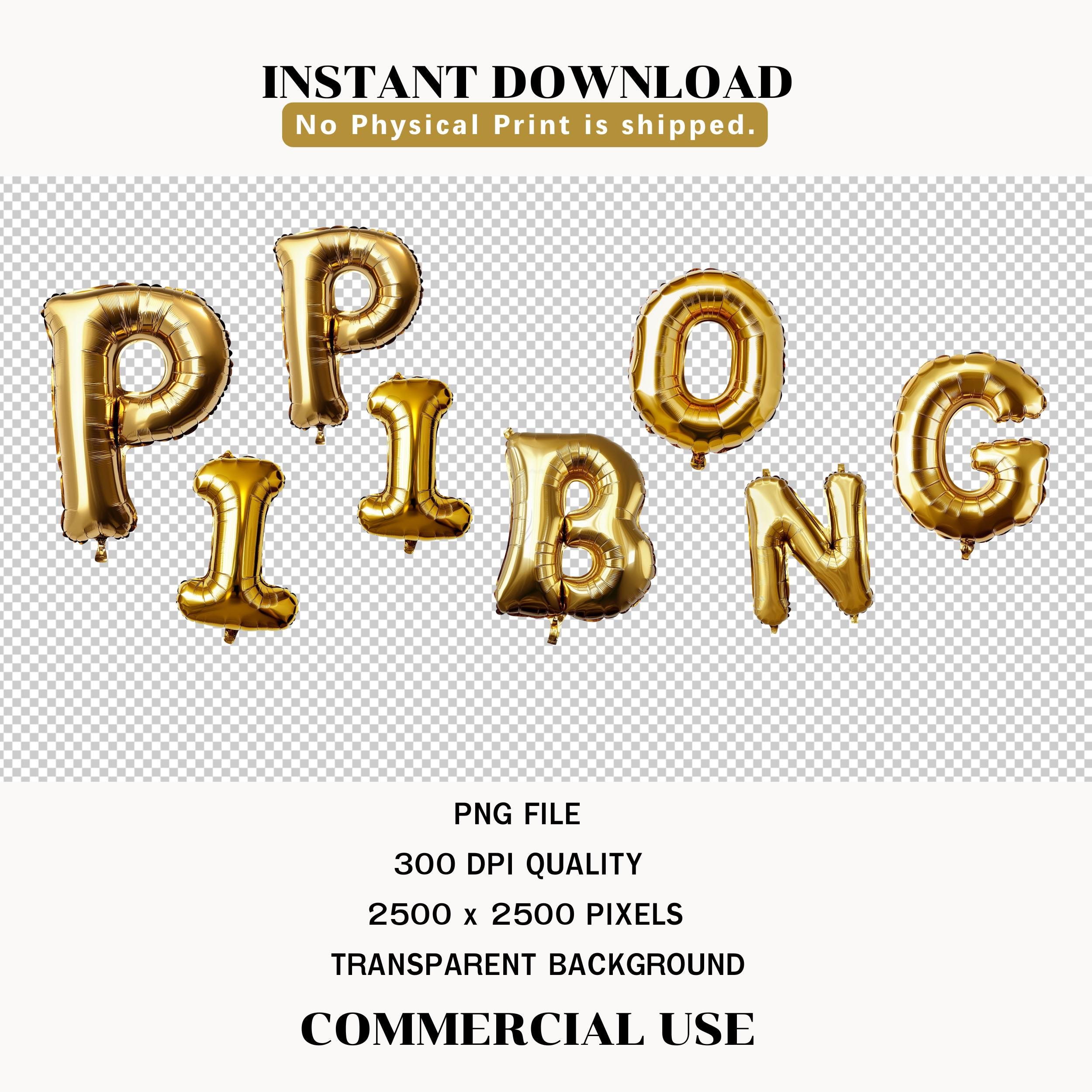 Gold Foil Balloon Alphabet Clip Art, Gold Alphabet Graphics in PNG ...