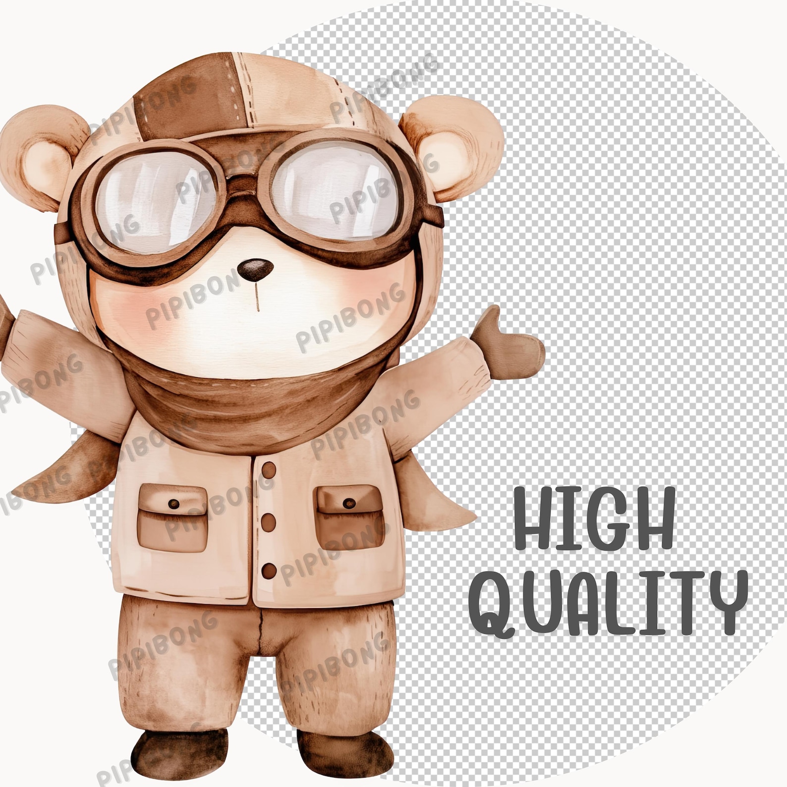 Airplane Watercolor Clipart Set, Cute Animals Illustration,cute Pilot ...