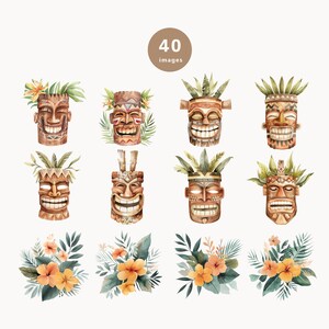 Cute Tiki Clipart, Watercolor Tiki Clipart, Polynesian Princess Hawaii ...